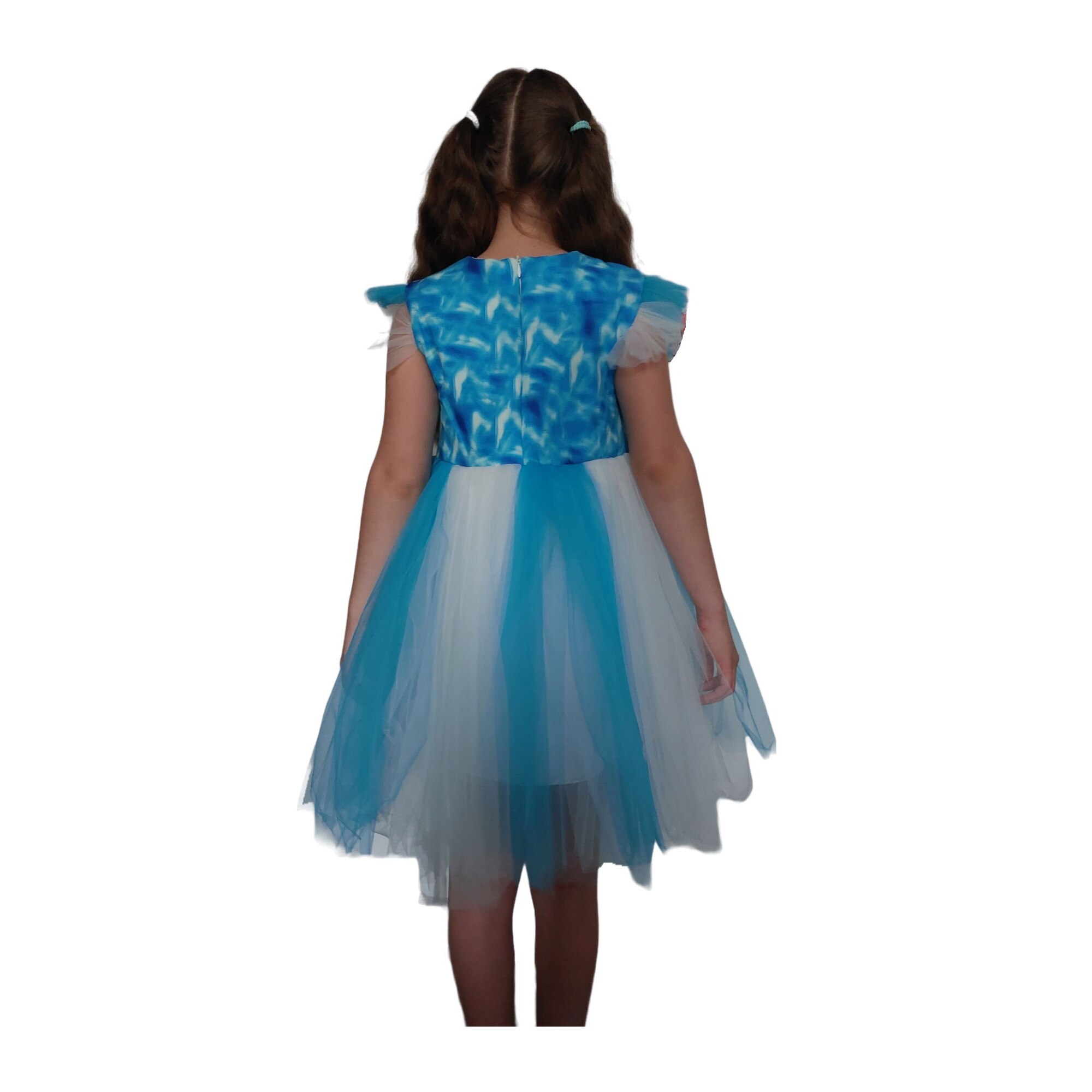 Set Rochie pentru Fetite cu Bentita, Model Frozen, Elsa, Tul si Bumbac ...