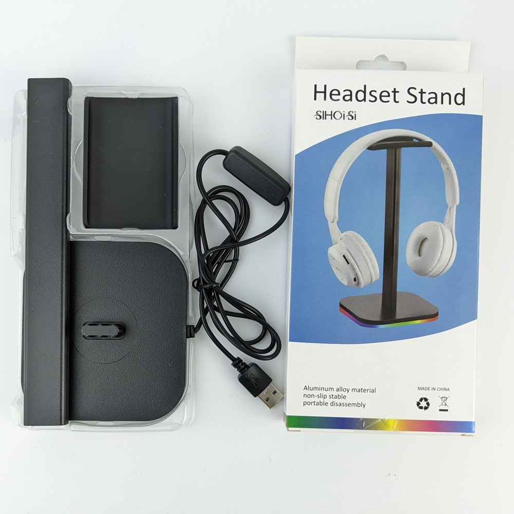 Suport pentru casti, SIHOiSi, RGB, 11x10x22cm, Negru - eMAG.ro