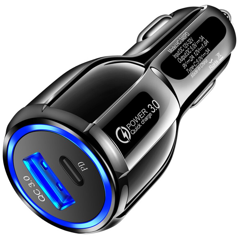 Incarcator auto 38W, USB 3.1A si PD Type C 20W, negru - eMAG.ro