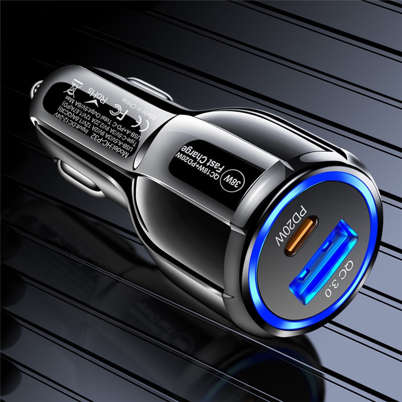 Incarcator auto 38W, USB 3.1A si PD Type C 20W, negru - eMAG.ro
