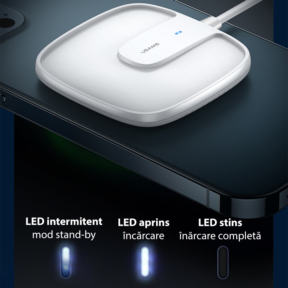 Incarcator Wireless MagSafe 15WUSAMS Extra Thin W1, US-CD159, Negru ...