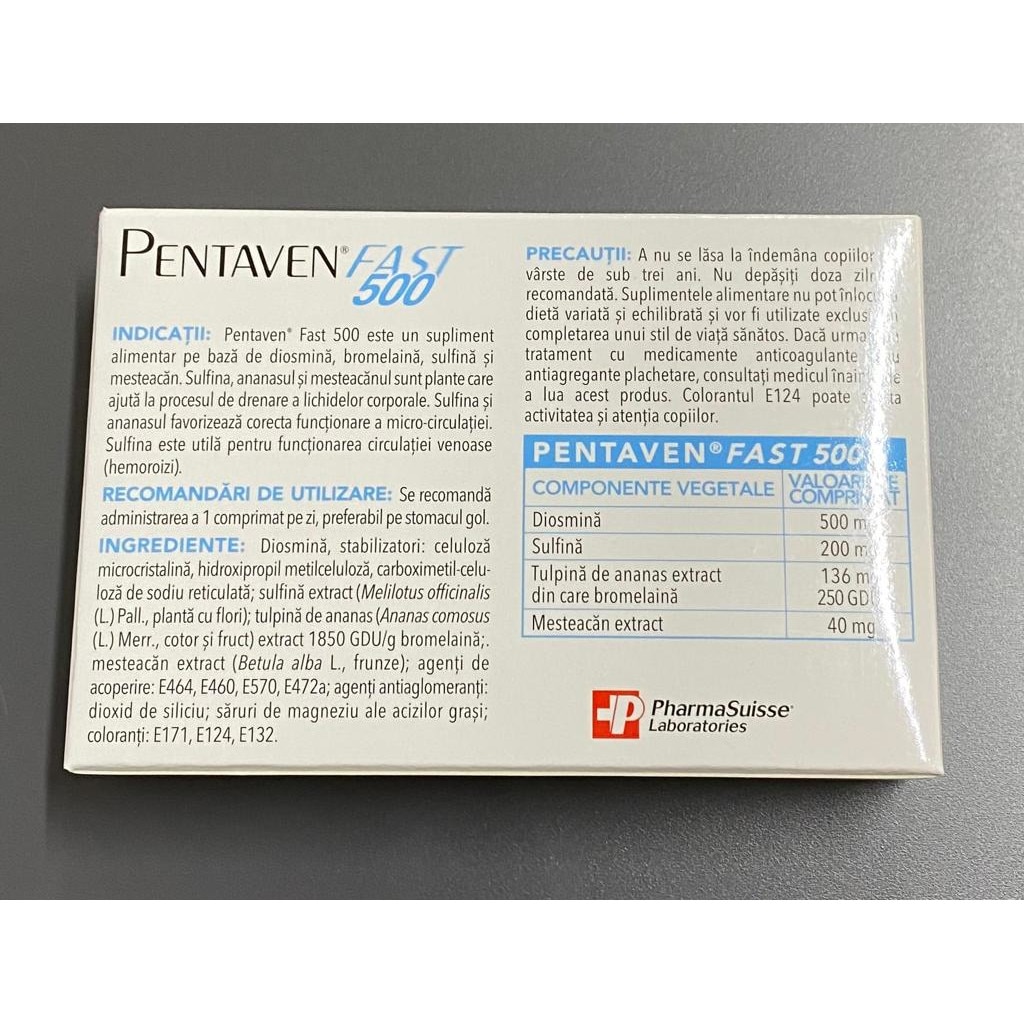 Supliment alimentar, Pentaven Fast 500, Pharma Suiss, 20 comprimate ...