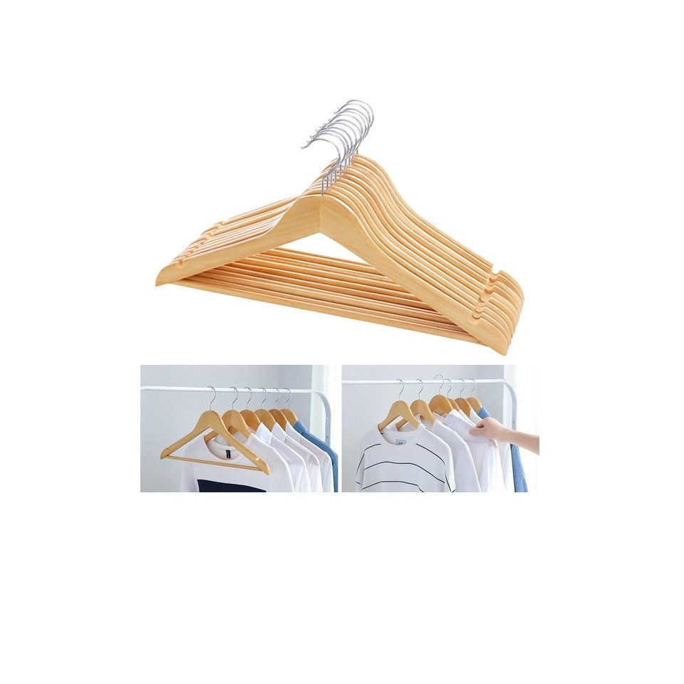 Set 10 Umerase de lemn, pentru haine - eMAG.ro