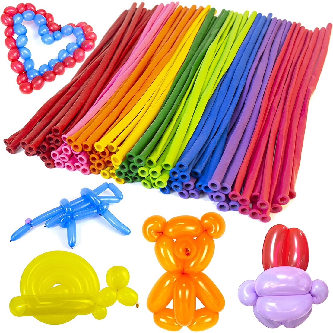 Set 100 Baloane multicolore din latex pentru modelaj si Pompa manuala ...