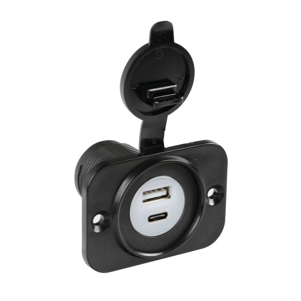 Priza auto incorporabila USB A si USB C, 12/24V 3000mA, Ext-12 Lampa ...