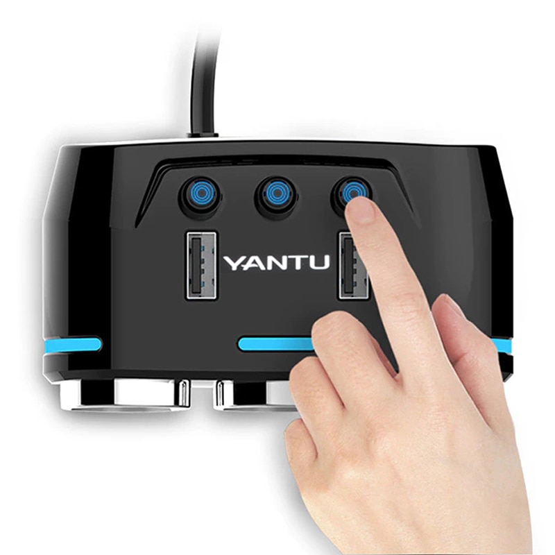 Multiplicator priza bricheta auto cu 3 iesiri, 100W, 2 x USB, 12V-23V ...