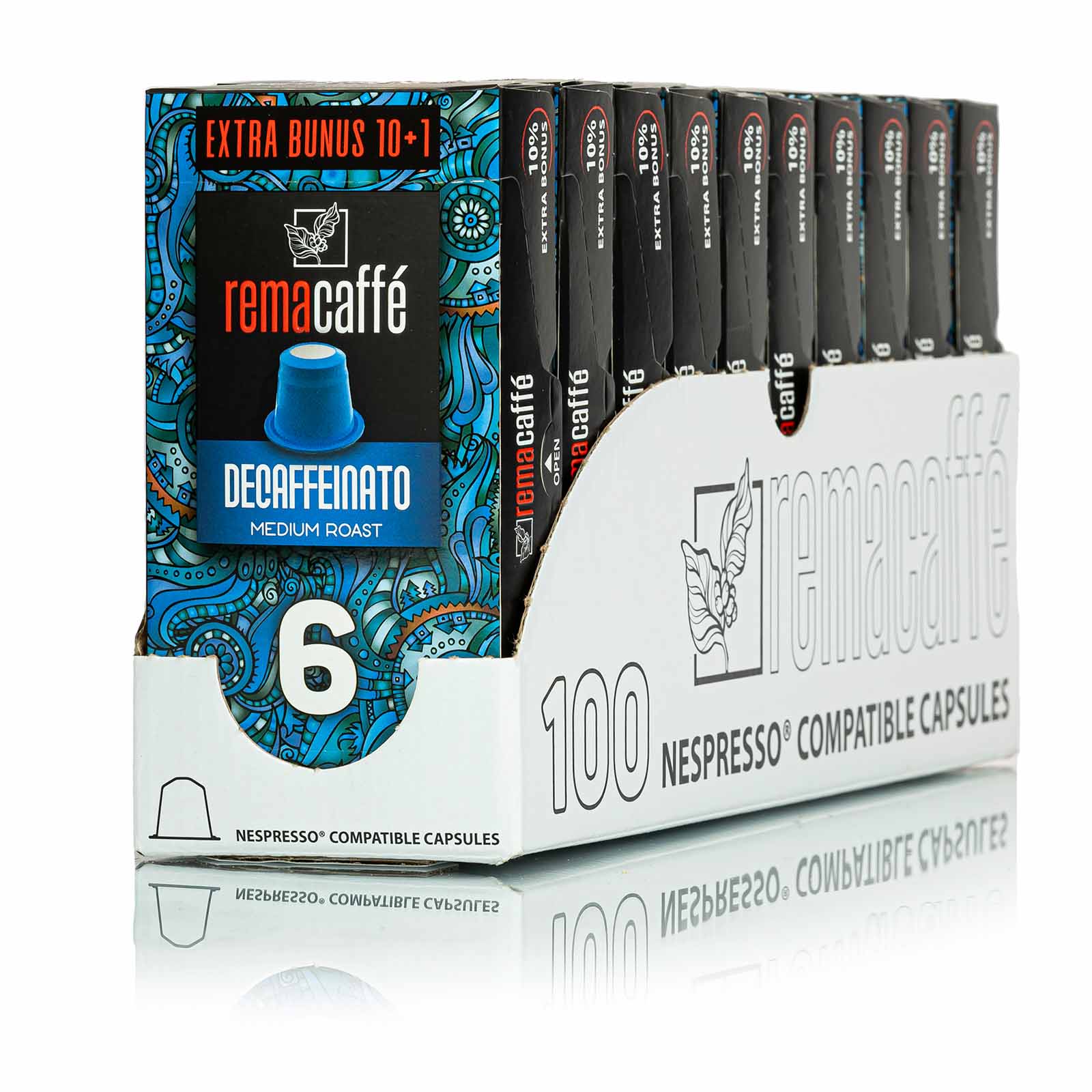 Capsule de cafea REMACAFFE Decafeinato, Compatibile cu Nespresso, 10x11 ...
