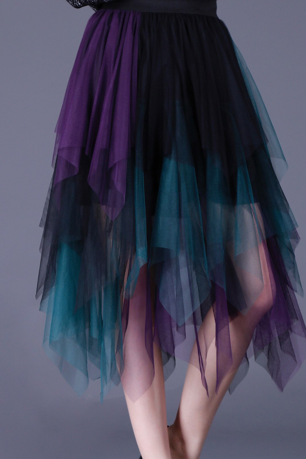 Fusta plisata dama, Vaxiuja, Asimetrica, Poliester, Multicolor, Marime ...