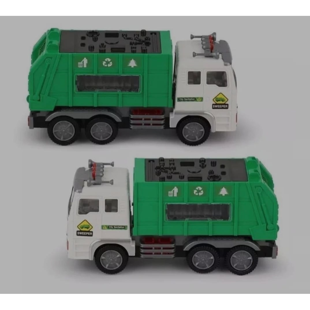 Masina de gunoi cu sunete si lumini, Functie de rotire, Verde, 26 cm ...