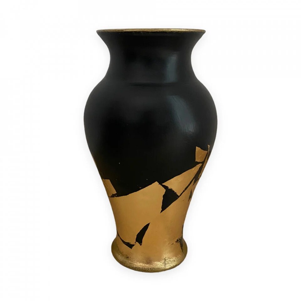 Vaza ceramica pentru flori, contemporana, decorata manual, 30cm - eMAG.ro