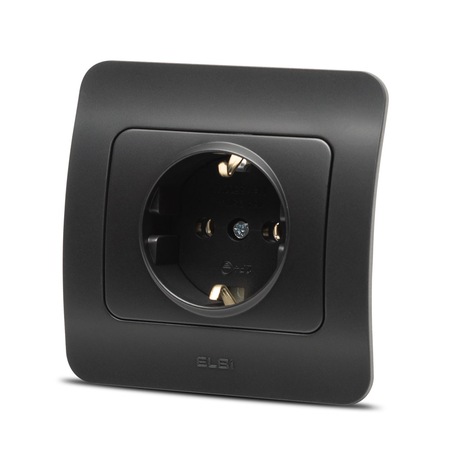 Priza Schuko simpla cu impamantare, 220-240V, 16A, gama Jazz, negru mat ...