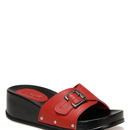 Slapi Dama, Polaris, Piele ecologica, Rosu/Negru, 39EU - eMAG.ro