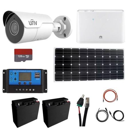 Kit supraveghere Panou solar 170W, camera 4MP IP Poe Starlight UNV IR ...