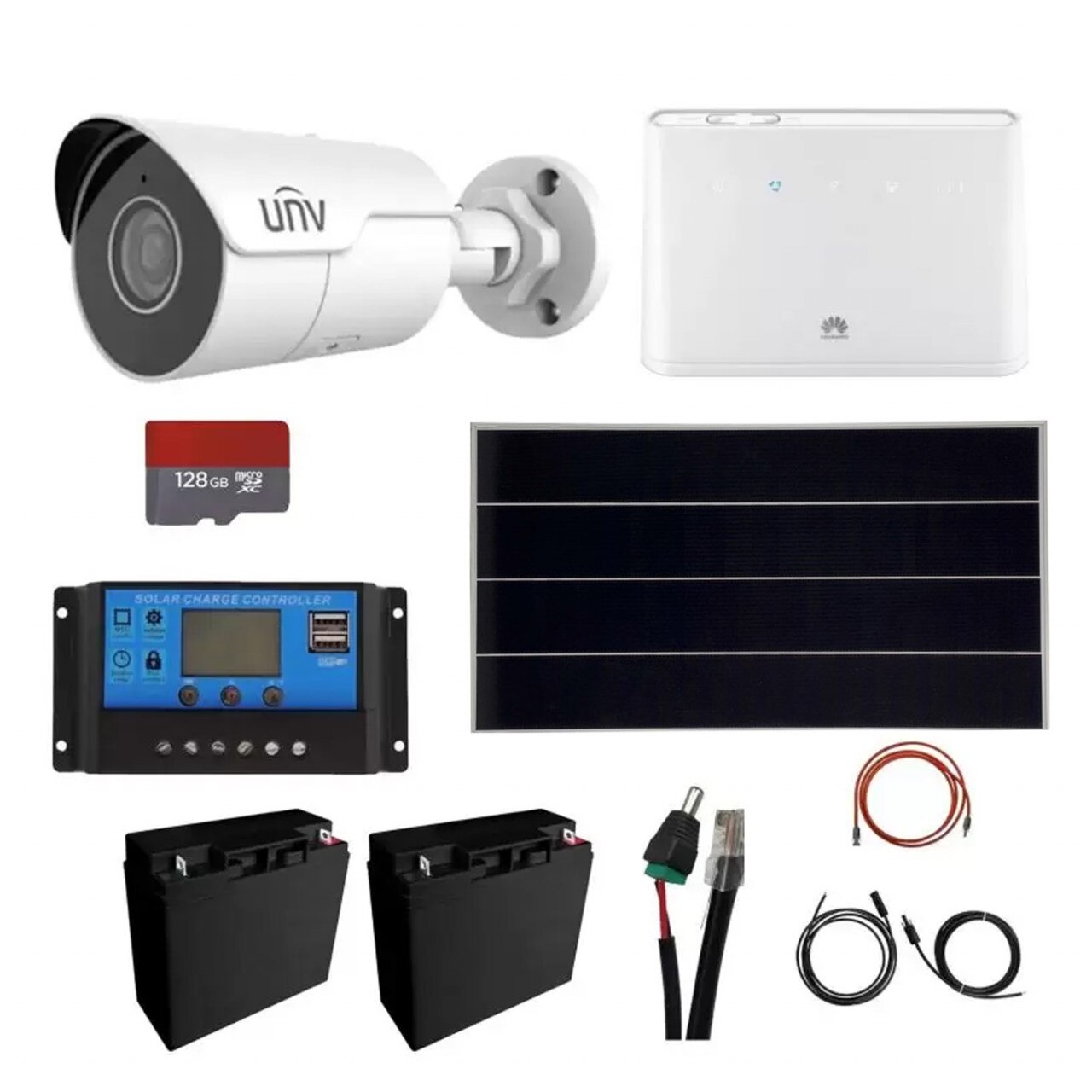 Kit supraveghere Panou solar 170W, camera 4MP IP Poe Starlight UNV IR ...