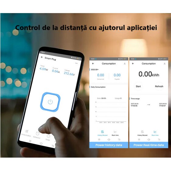 Priza inteligenta WiFi cu functie de control, contorizare si ...