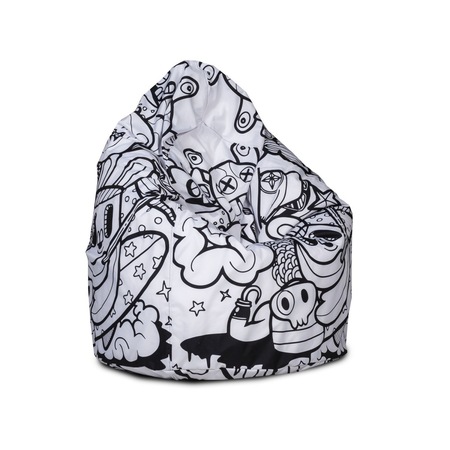 Fotoliu camera copii, Ecopuf, Poliester, Alb/Negru - eMAG.ro