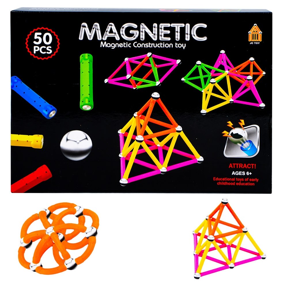 Joc constructii magnetic, 50 piese - eMAG.ro