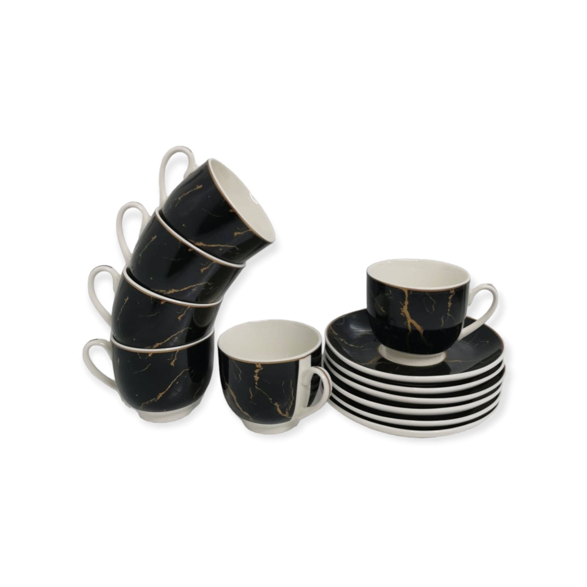 Set de 6 cesti cu farfurii, 180 ml Malooki Luxury Collection 4417 - eMAG.ro
