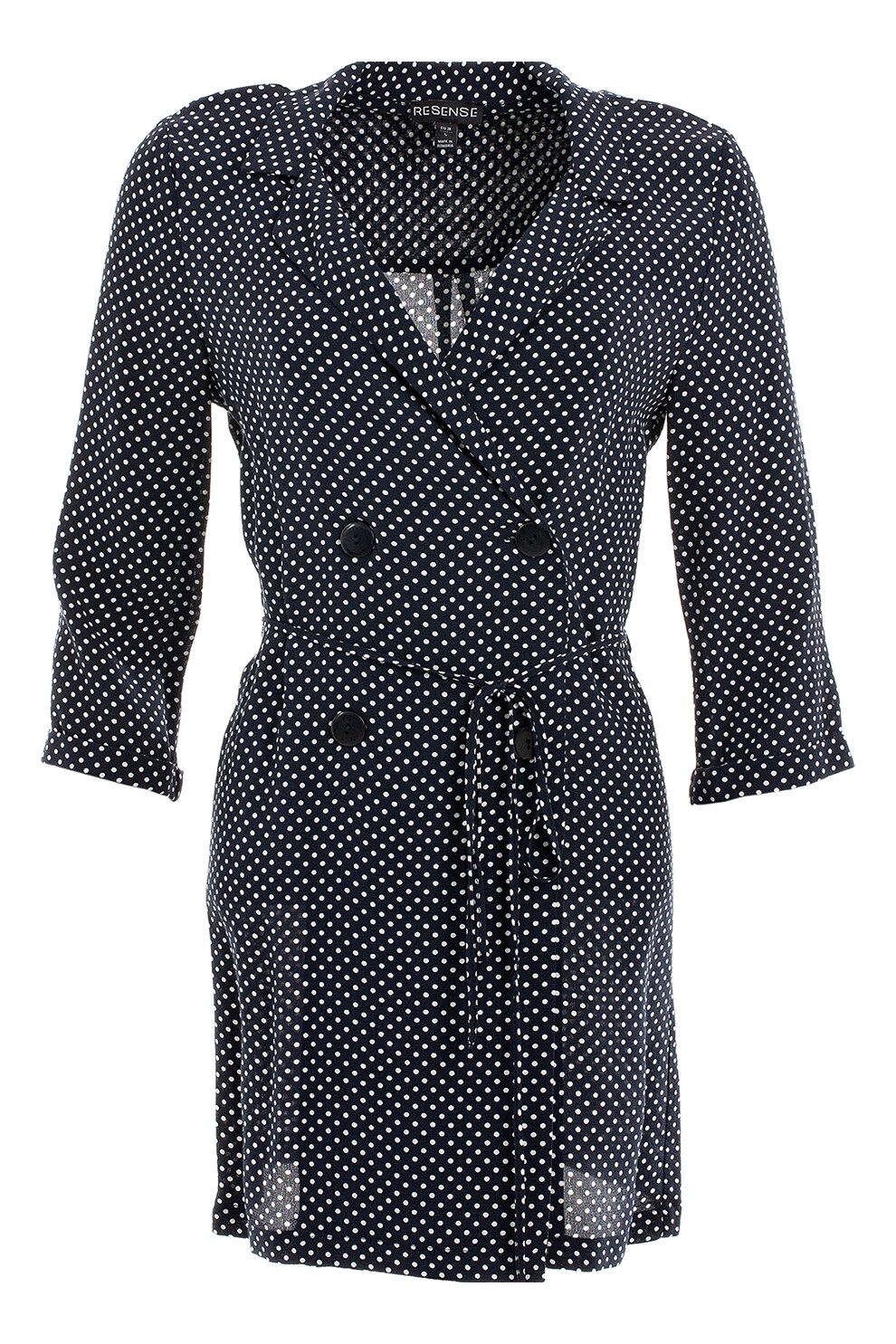 RESENSE, Rochie mini cu doua randuri de nasturi Alina, Negru, Alb, 36 ...
