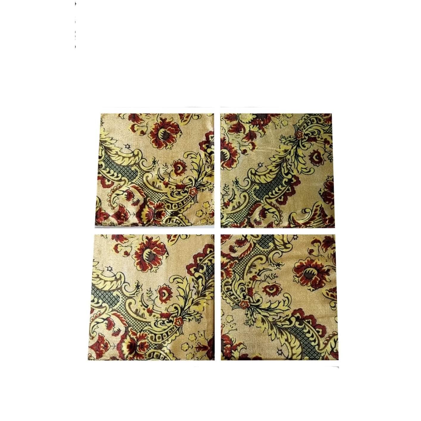 Set 4 perne decorative pentru scaun, culoare auriu, floral 33 x 33 x 3 ...