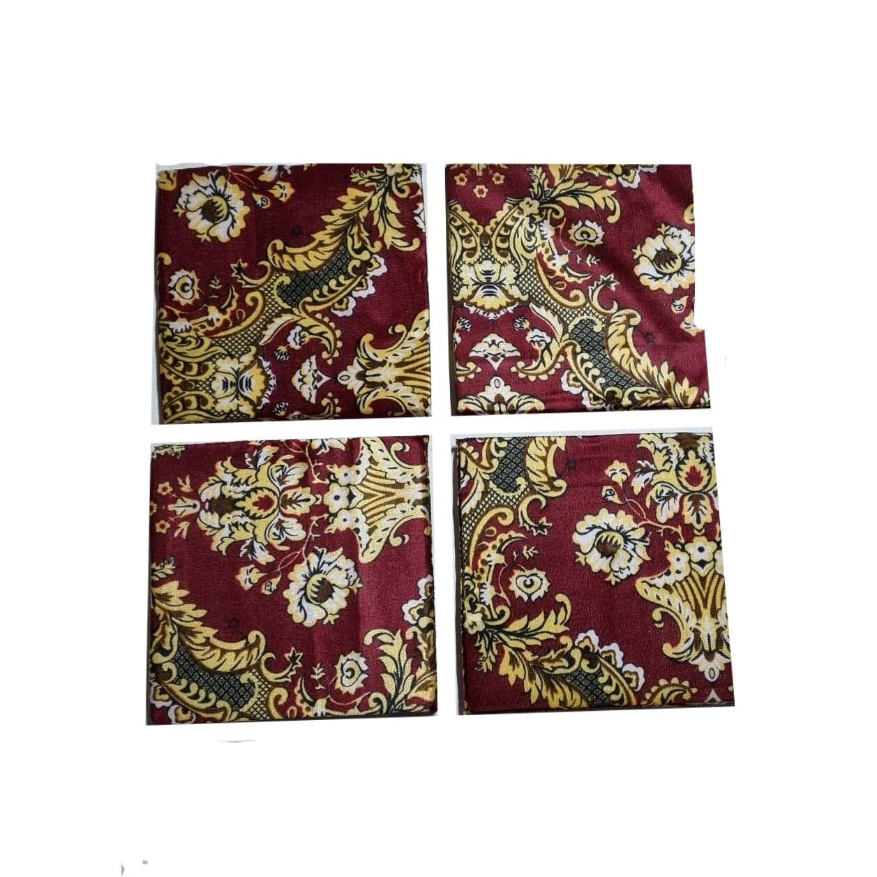 Set 4 perne decorative pentru scaun, rosu inchis, auriu, floral 33 x 33 ...