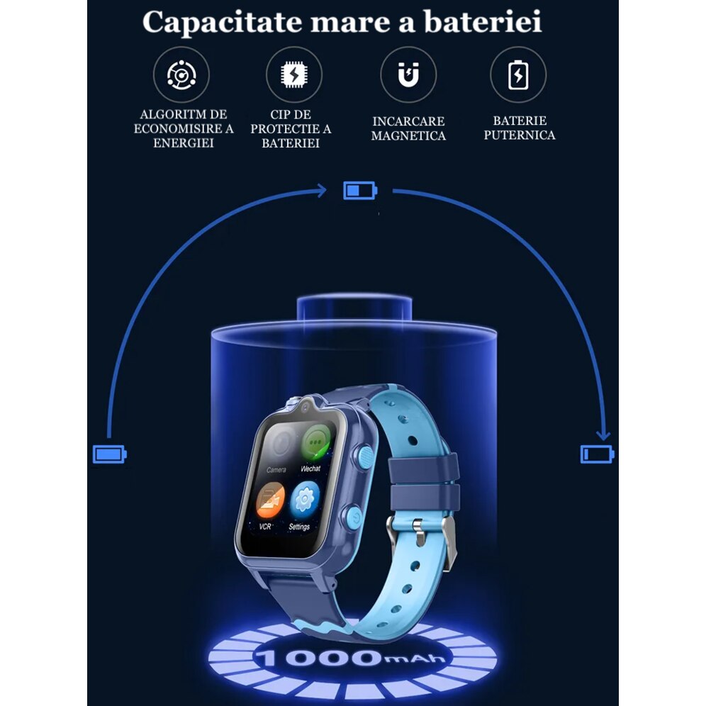 Ceas smartwatch copii GPS 4G, Merkie® D35, cu localizare GPS, WIFI ...