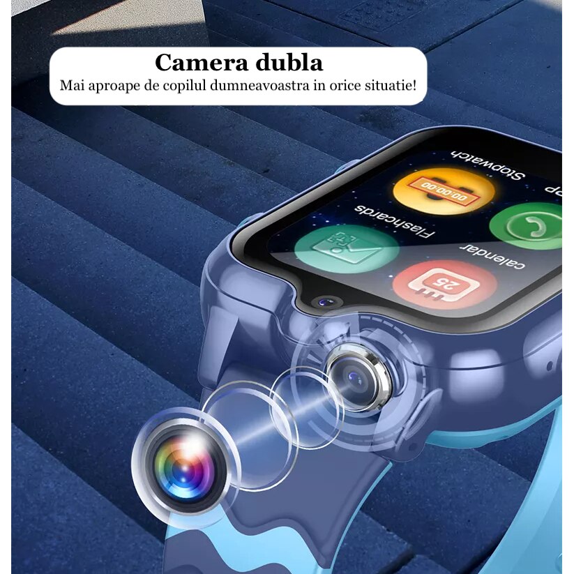 Ceas smartwatch copii GPS 4G, Merkie® D35, cu localizare GPS, WIFI ...