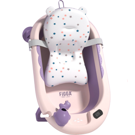 Бебешко корито FiGGA, 0-48 месеца, Сгъваемо, Бледо розов - eMAG.bg