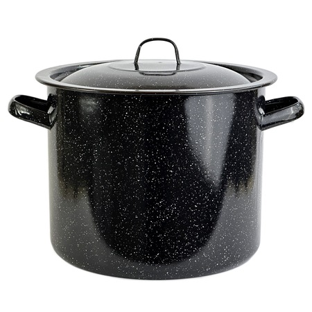 Oala emailata cu capac, 31 litri, 36 cm diametru, negru cu picatele ...