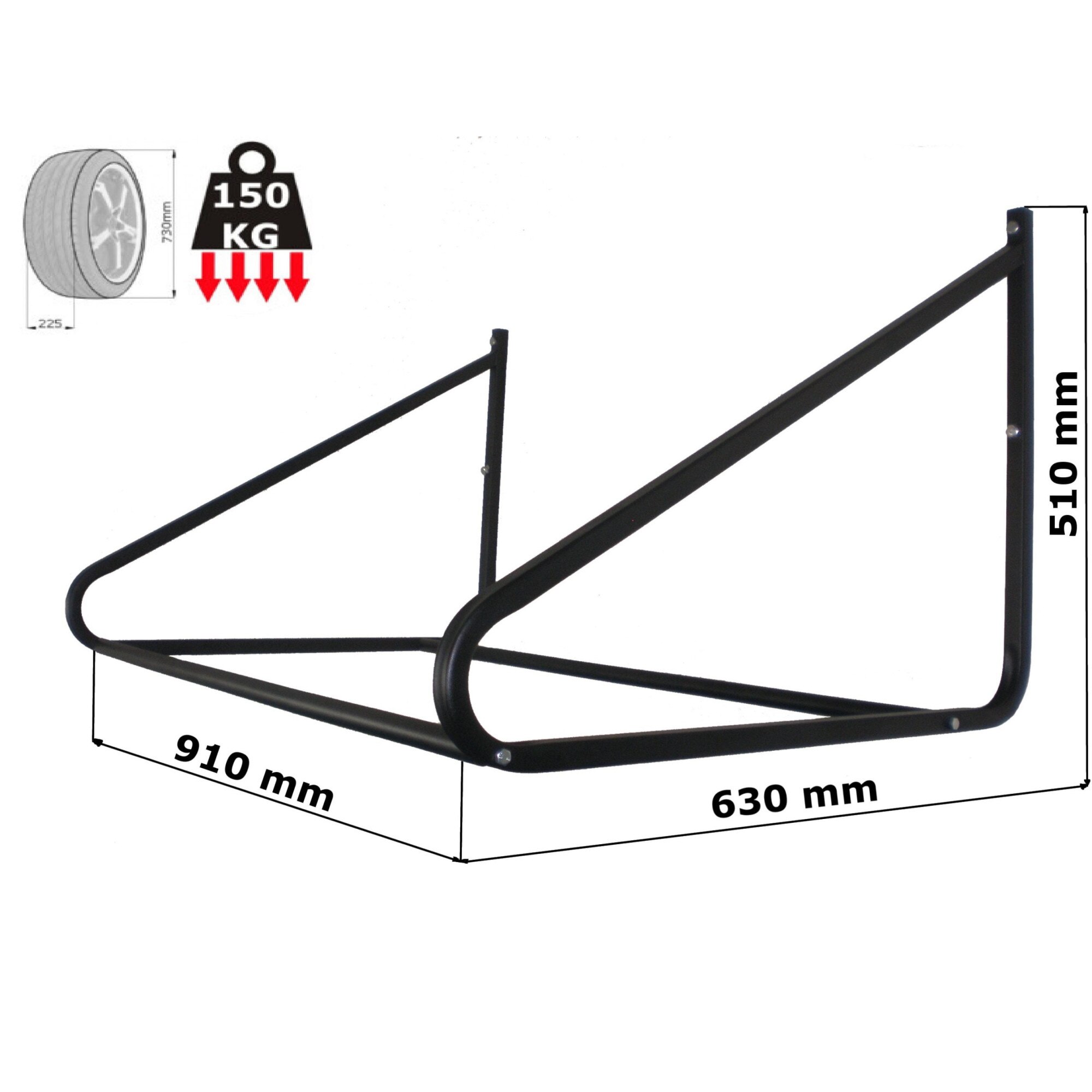 Suport pentru anvelope, Otel, 91x63x51cm, Negru - eMAG.ro