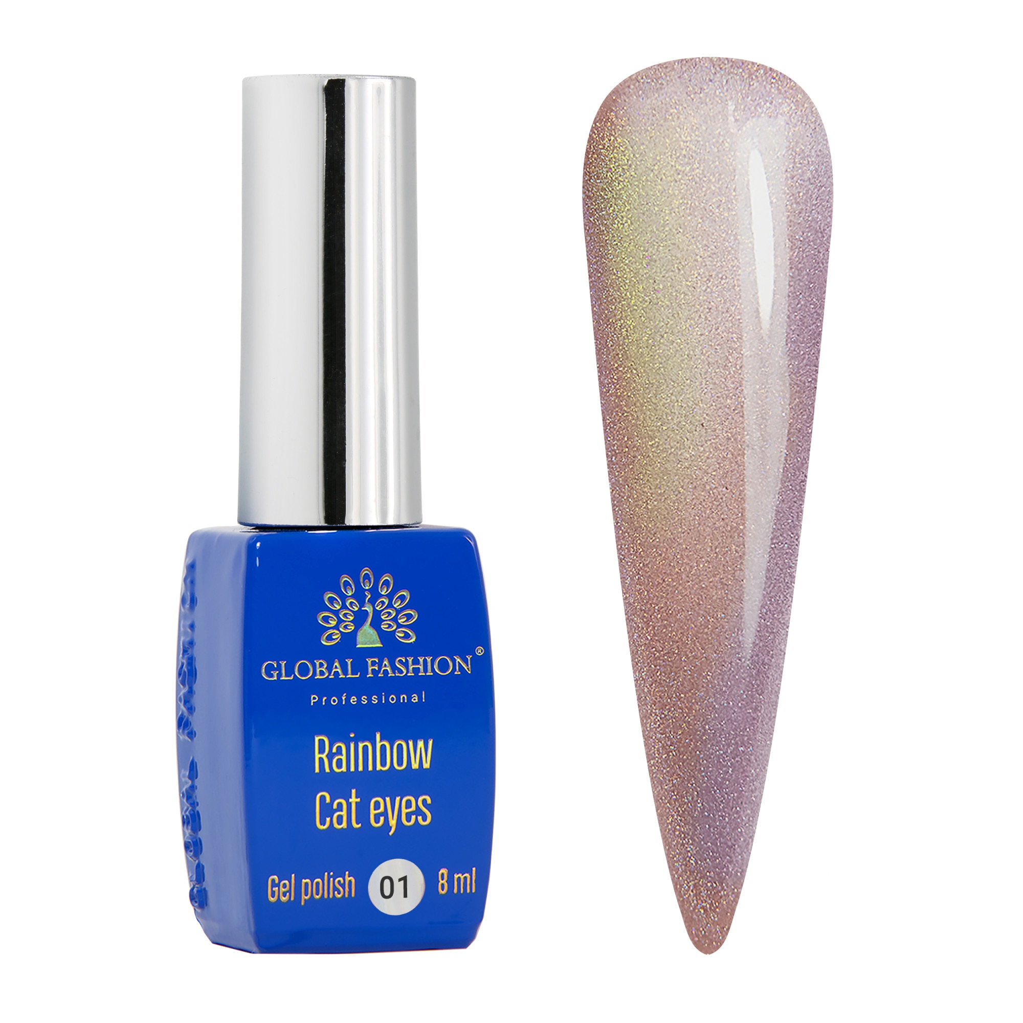 Oja semipermanenta, Global Fashion, Rainbow Laser Cat Eyes, 8ml, Nude ...