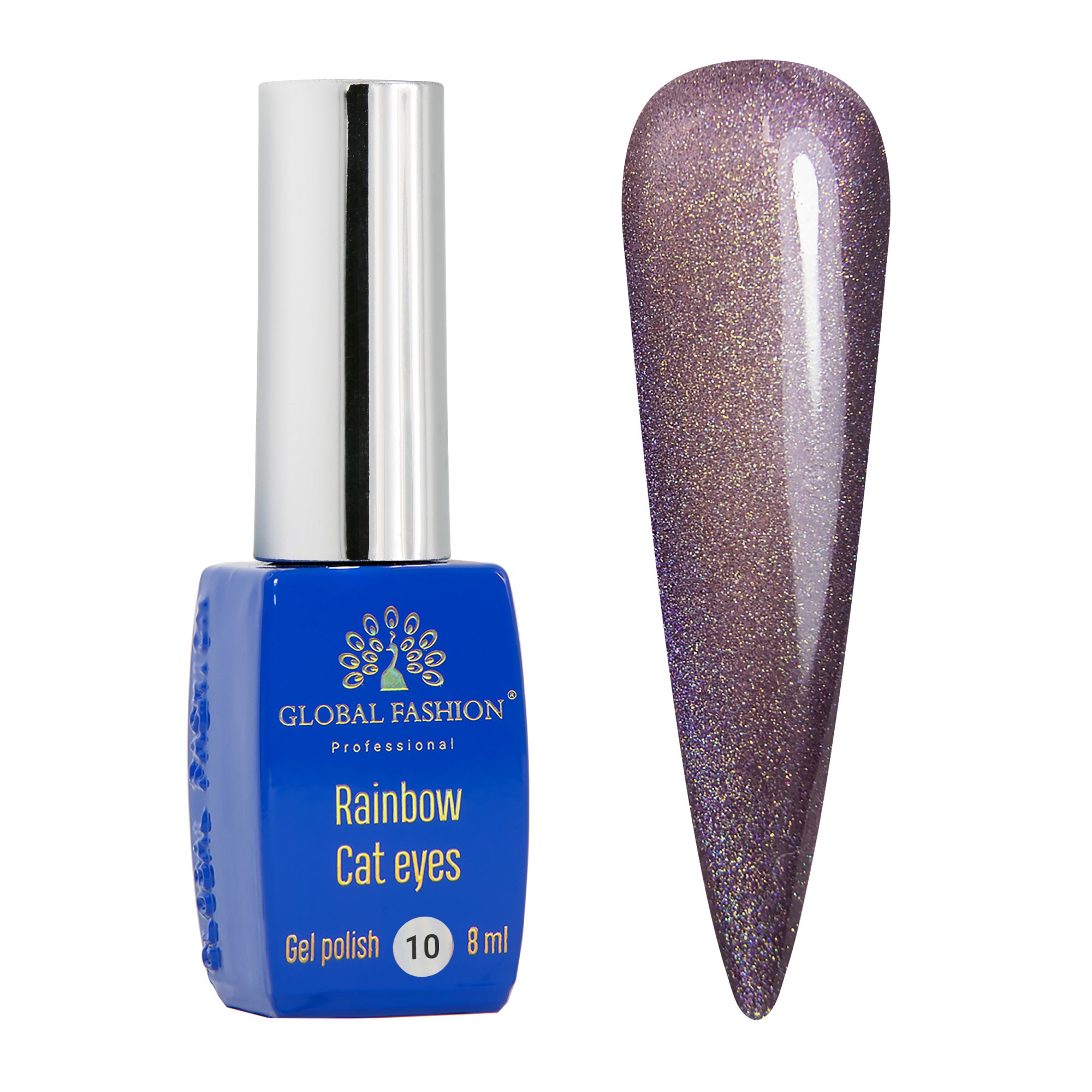 Oja semipermanenta, Global Fashion, Rainbow Laser Cat Eyes, 8ml, Maro ...