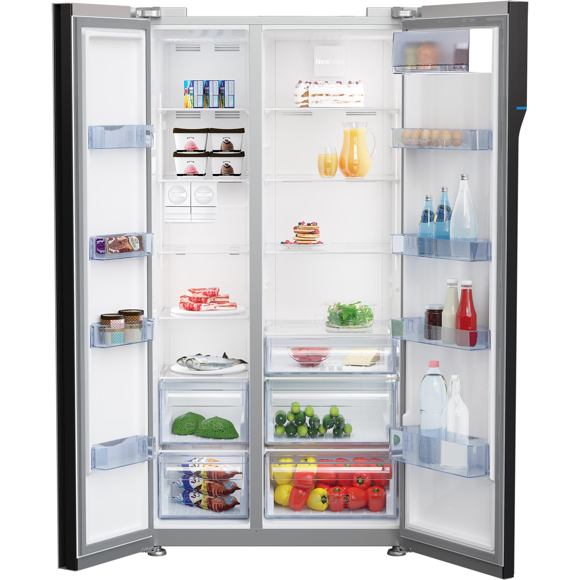 Side by Side Beko GN163122X, 558 l, NeoFrost™ dual cooling, Clasa A+, H ...