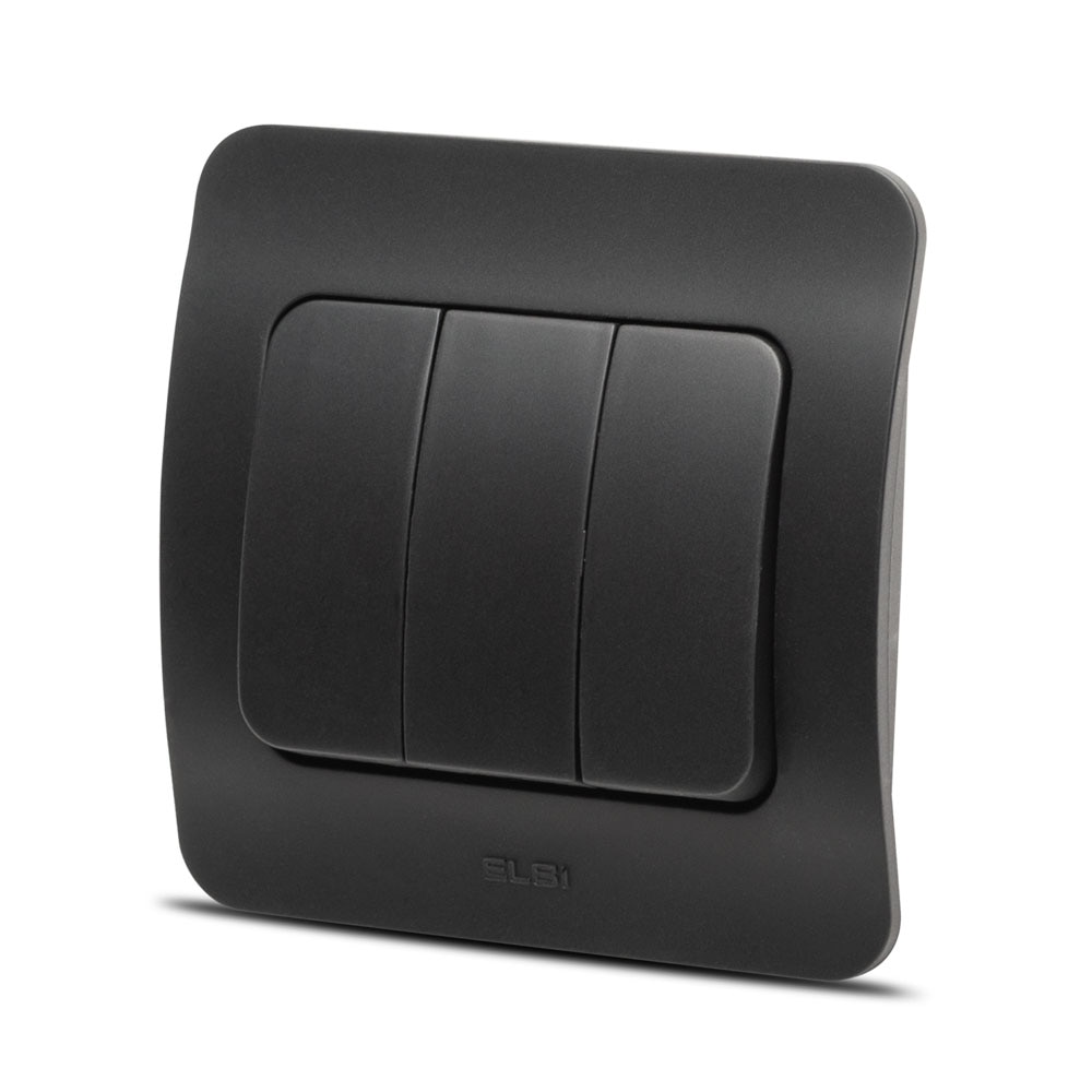 Intrerupator triplu, incastrat, 10A, gama Jazz, negru mat - eMAG.ro