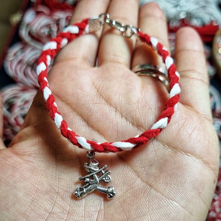 Martisor Bratara Cosar, din piele intoarsa eco impletita lucrata manual ...