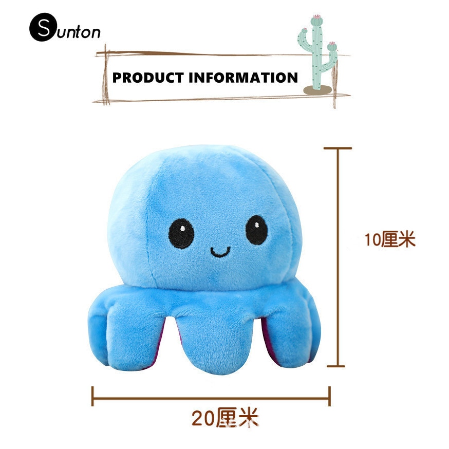 Caracatita de plus, cu o fata fericita si o fata trista, 20x20 cm ...