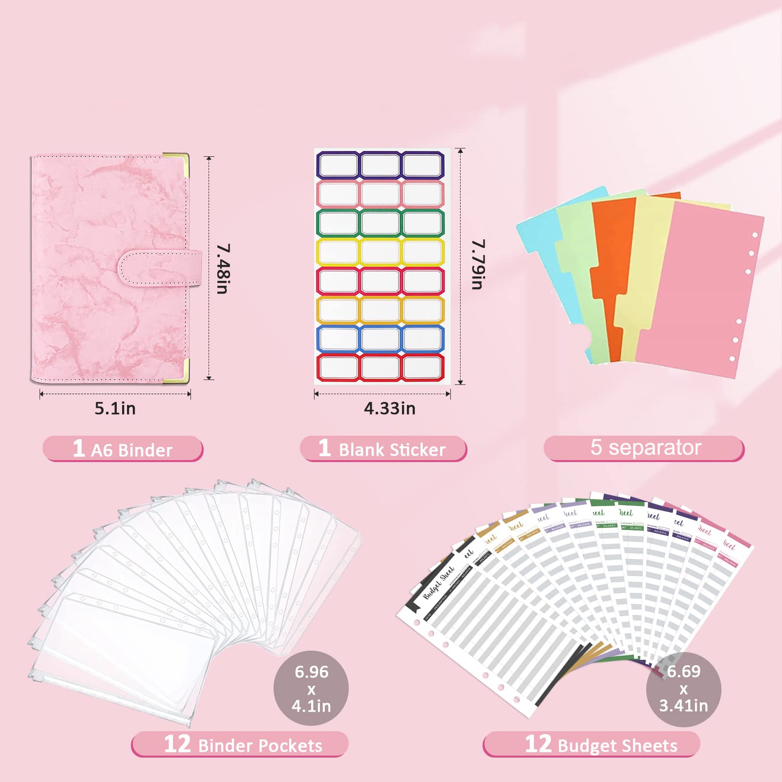 Set agenda planificator buget A6, ijoynewk®, Imprimeu marmura, cu card ...