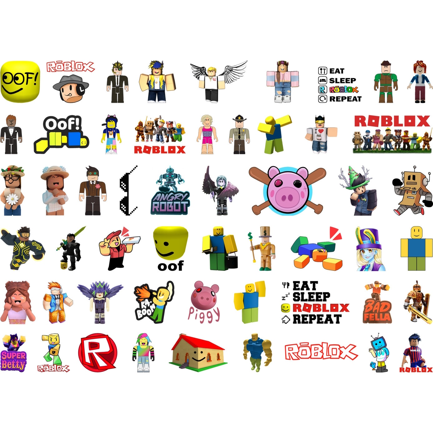 Set Stickere 54 bucati Waterproof Pvc, Animatie, Gaming Roblox, 7 cm ...