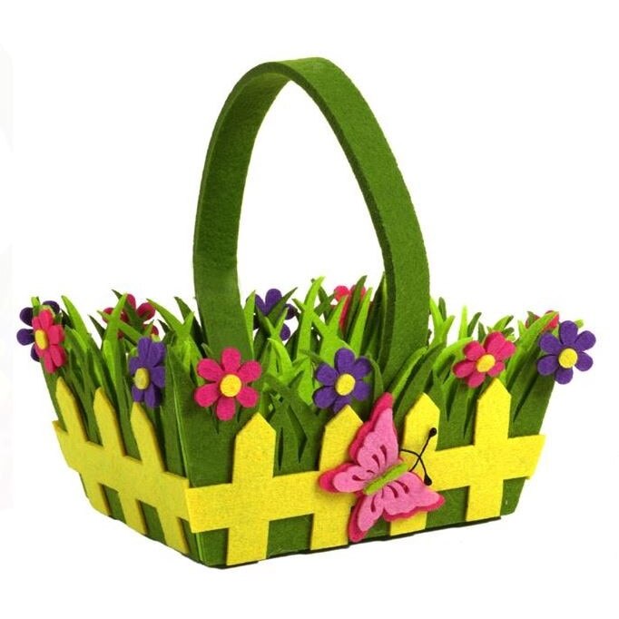 Cosulet de Paste multicolor cu flori si fluturas, 18x8 cm - eMAG.ro