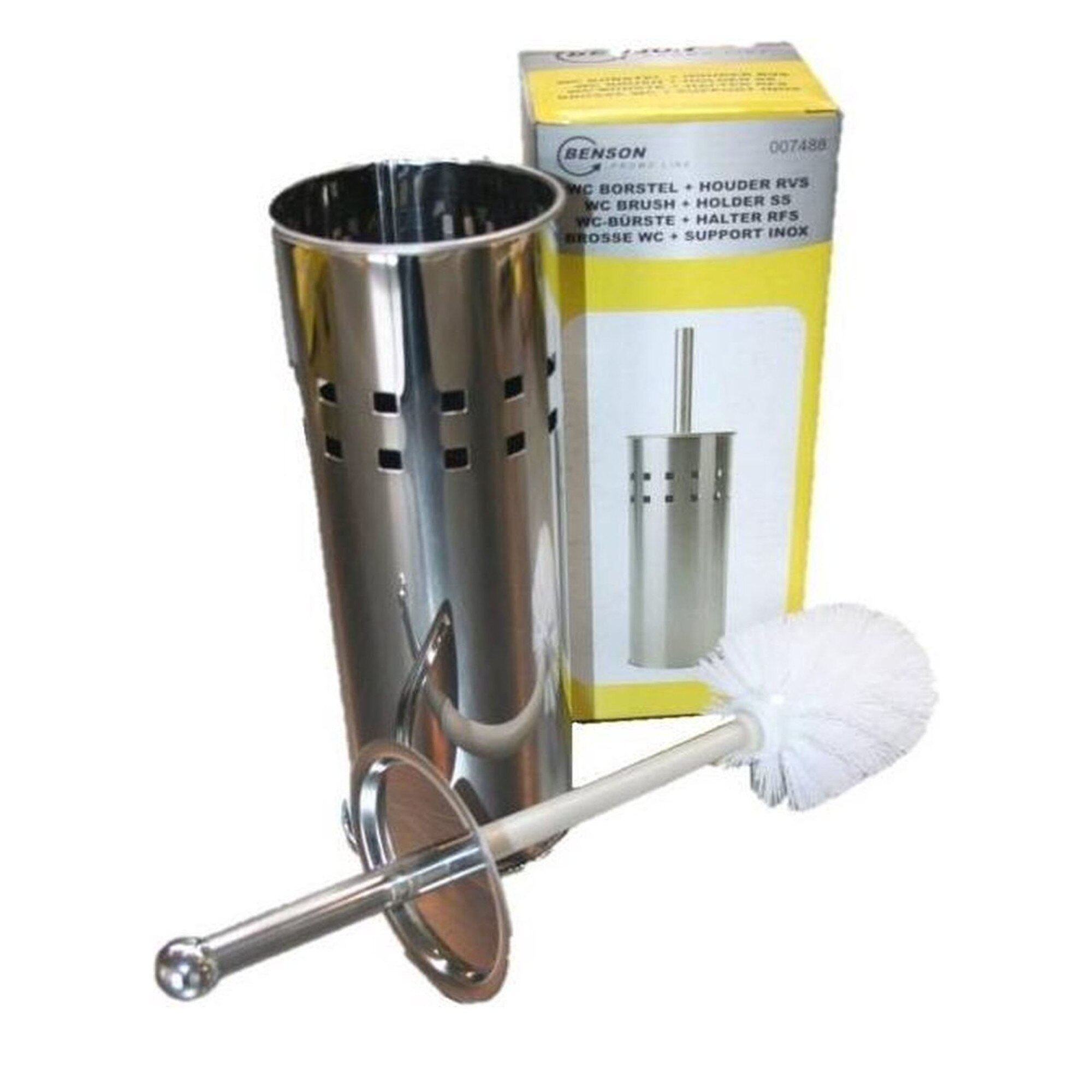 Perie WC cu suport din inox, Benson, 27 x 9.5 cm, 85273 - eMAG.ro