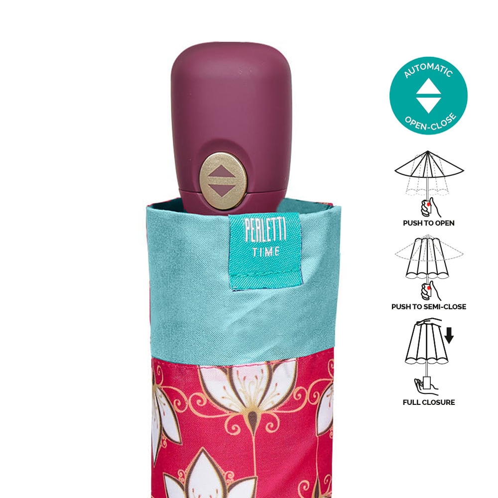 Umbrela Automata Open-Close Perletti Time 26314, Pentru Femei, Ciclam - eMAG.ro