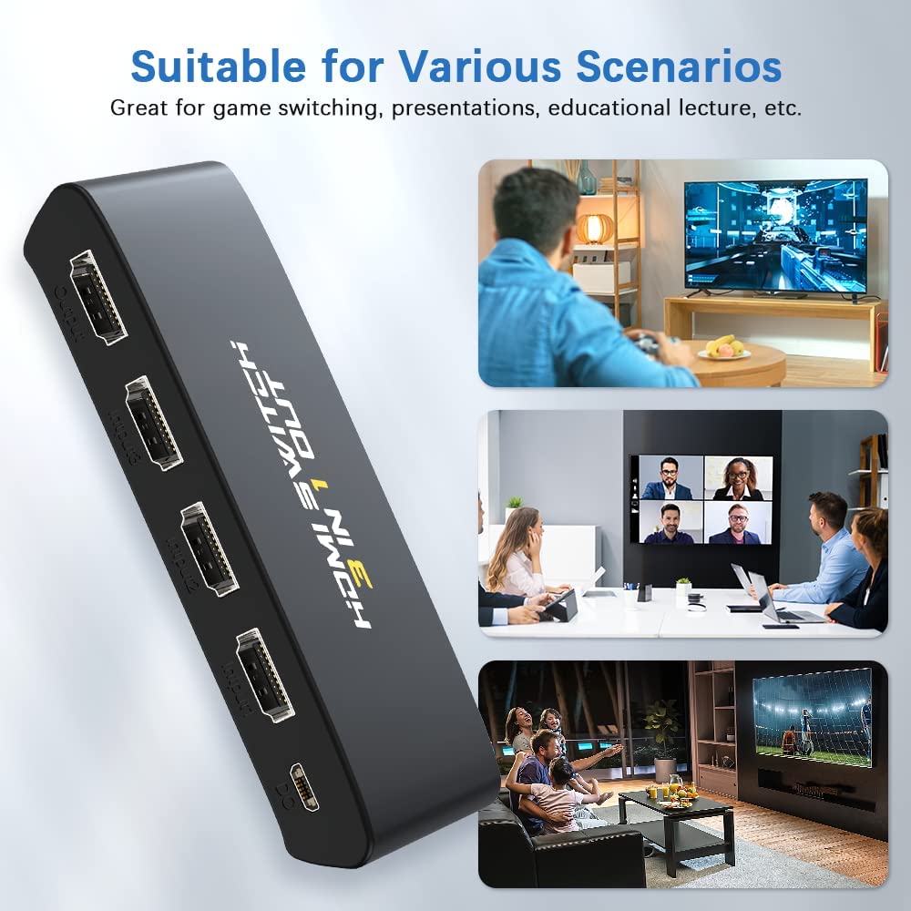 Splitter switch HDMI cu 3 Porturi, 4K 2K, 2160P, with Remote Control ...