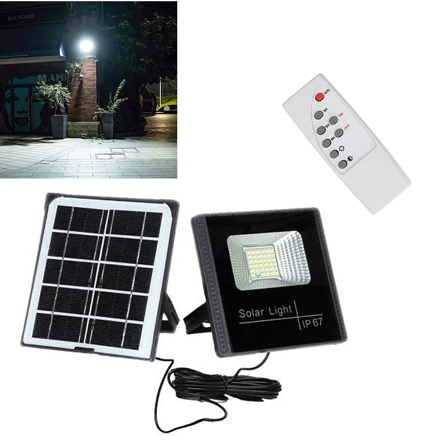 Proiector LED SIKS de Exterior De 10W Cu Panou Solar, Telecomanda Cu ...