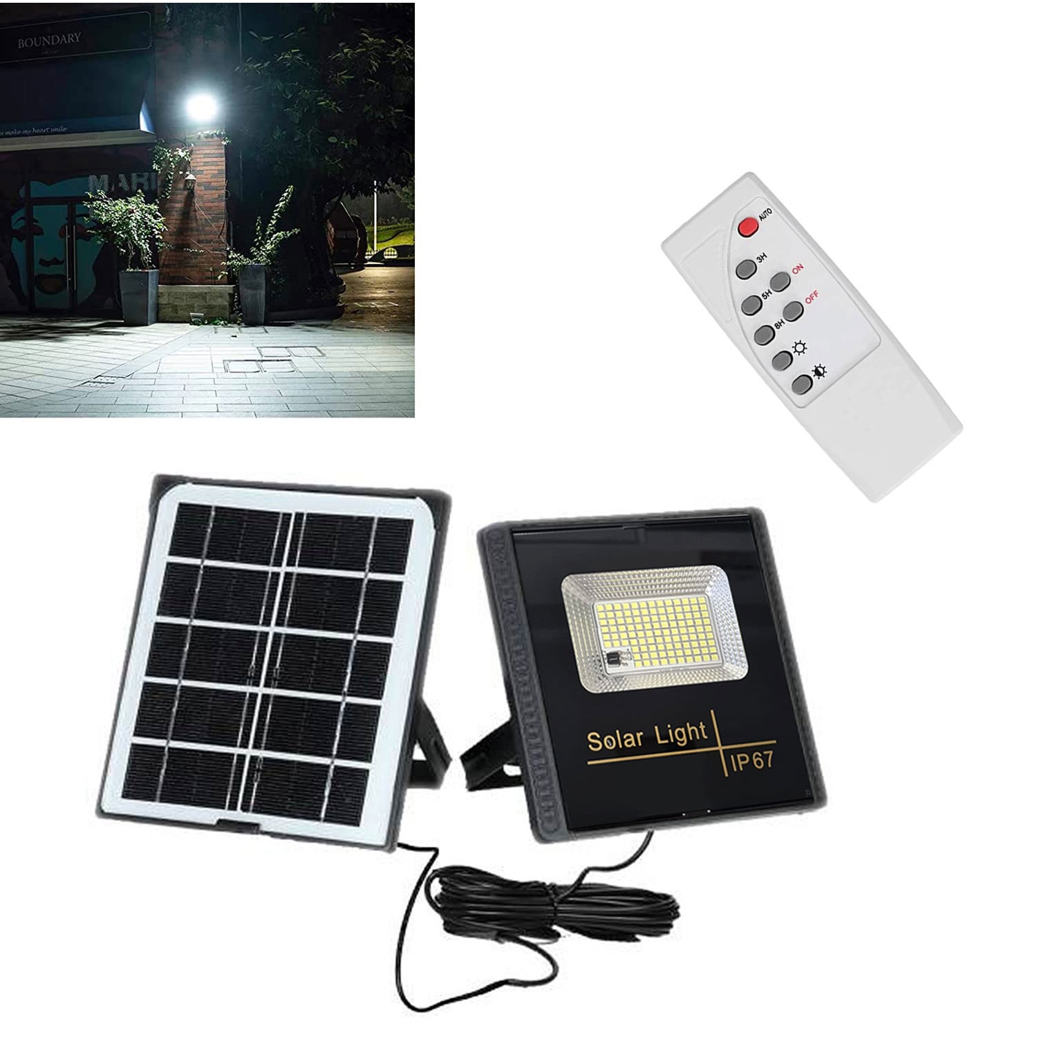 Proiector LED SIKS de Exterior De 15W Cu Panou Solar, Telecomanda Cu ...