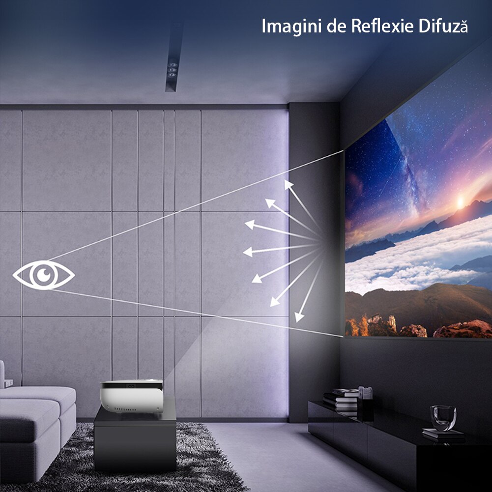 Video proiector, FLZEN M2, 4000 Lumeni, 10000:1 Contrast, 720P Nativ ...