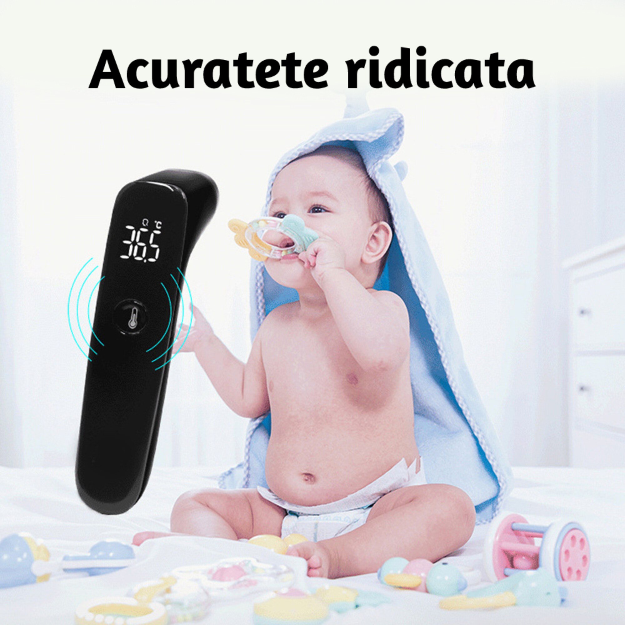 Termometru digital cu infrarosu, non-contact, pentru copii si adulti ...