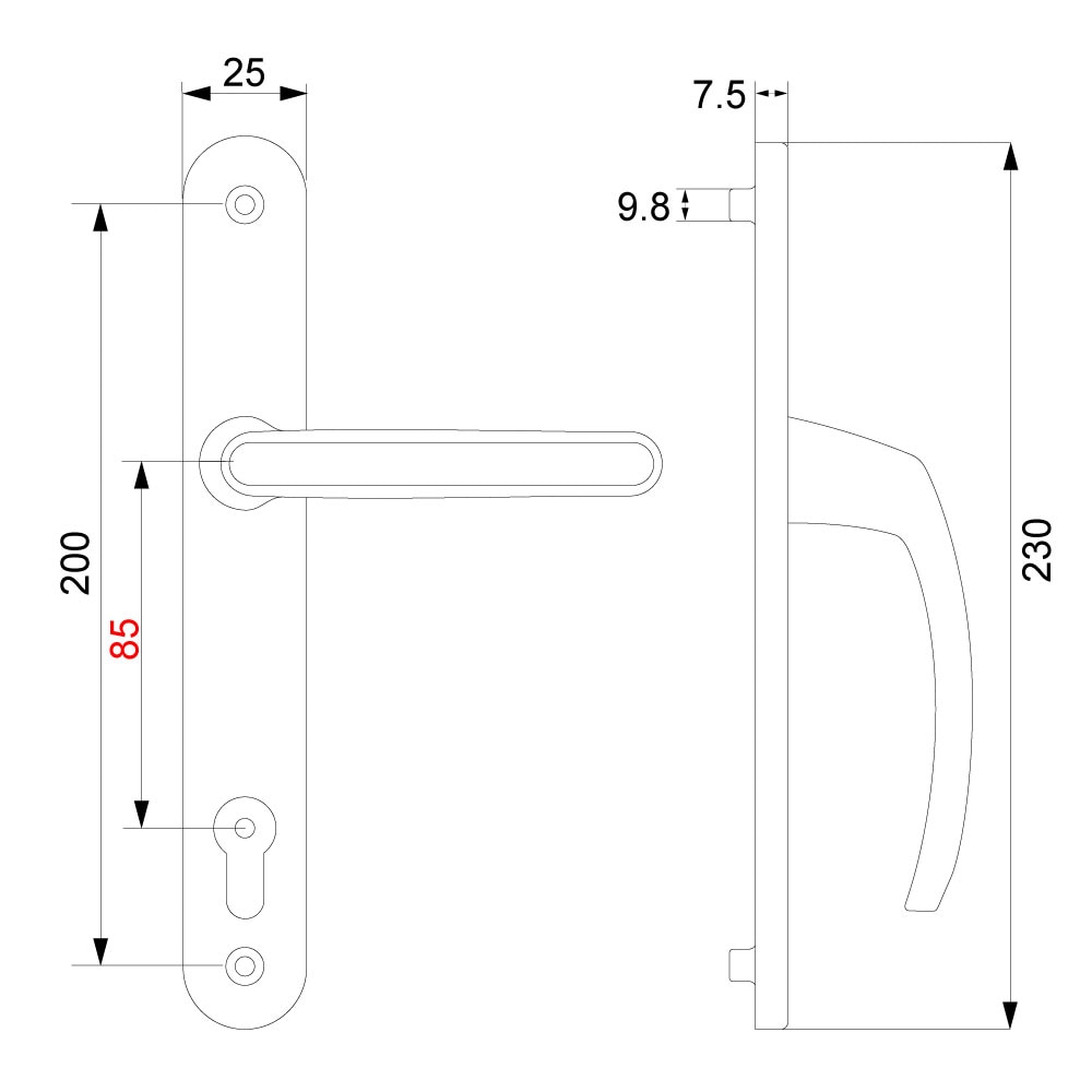 Maner usa termopan SmartPVC®, din aluminiu, latime sild 25mm, interax ...