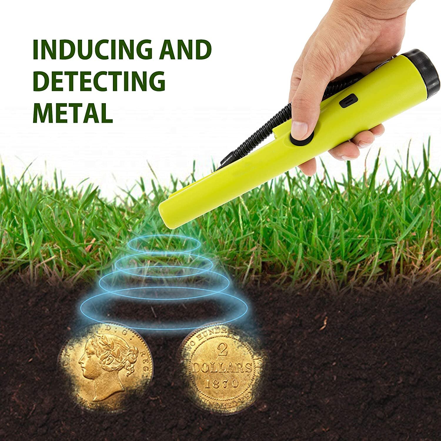 Detector de metale portabil, EZGETOP®, GP-Pointer, vibratie, alarma de ...
