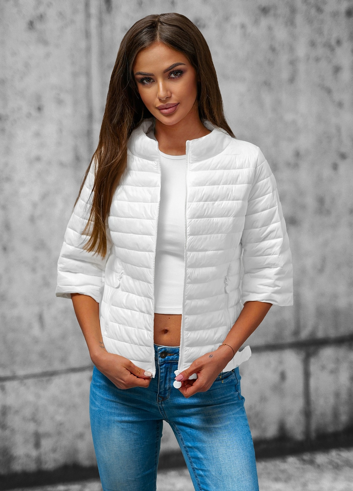 Geaca dama alba OZONEE O/H891 M - eMAG.ro