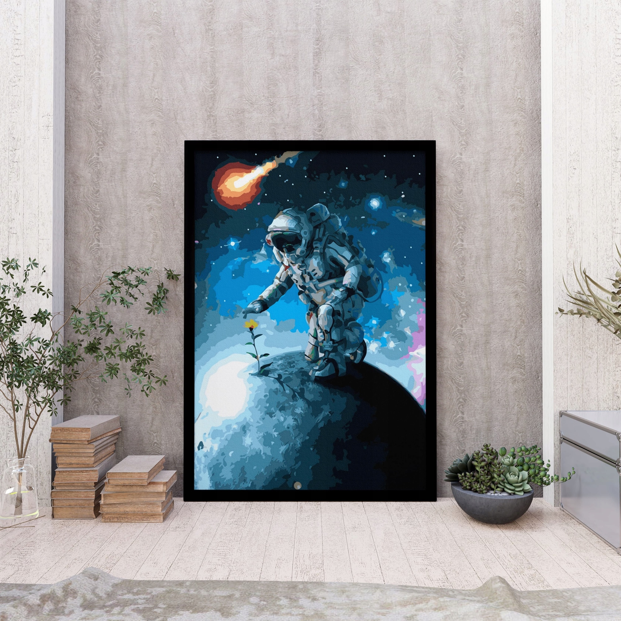 Комплект за рисуване по номера, Астронавт на планетата, 40 х 50 см ...